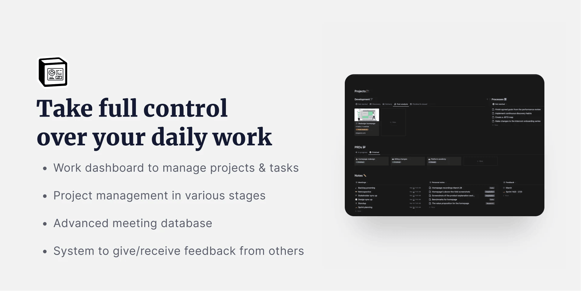 PM's Work Dashboard - Notionland Template Gallery
